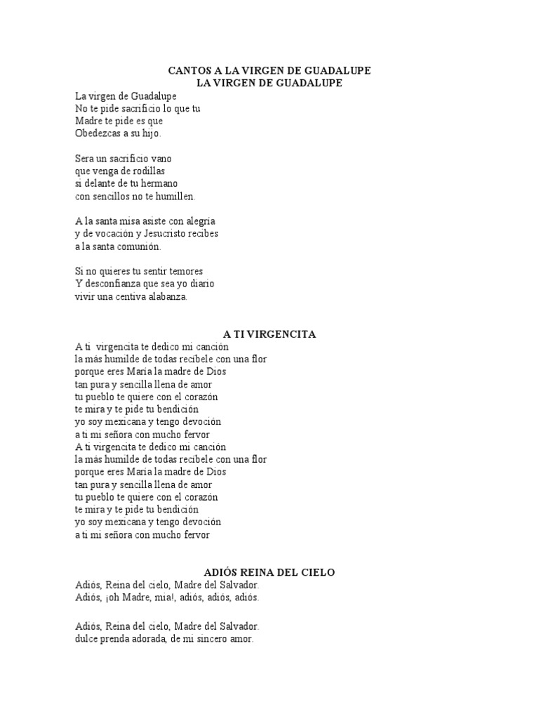 Cantos A La Virgen de Guadalupe | PDF | María, madre de Jesús | Amor