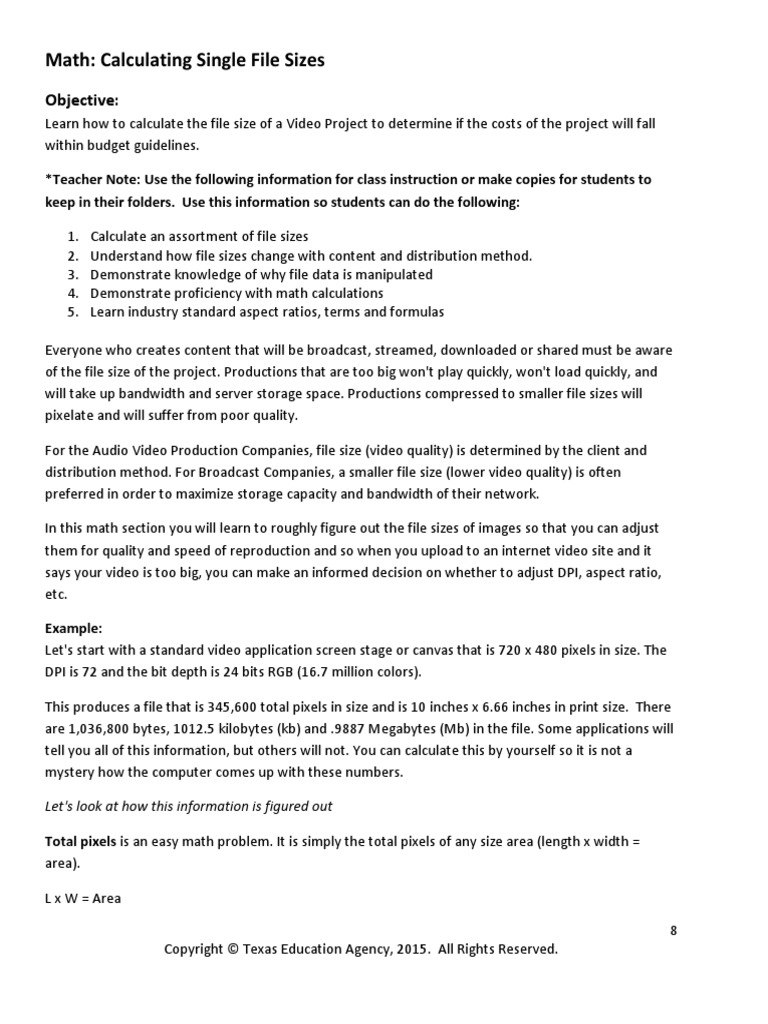 Calculating Practice Packet | PDF | Pixel | Video