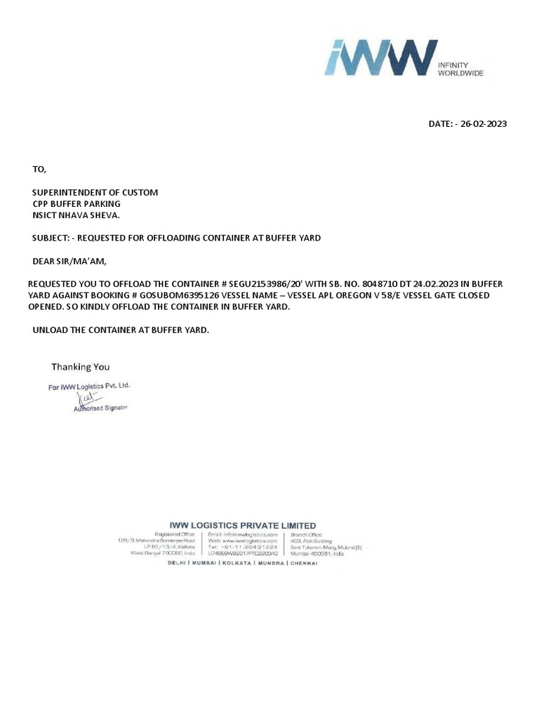 Buffer Container Request | PDF