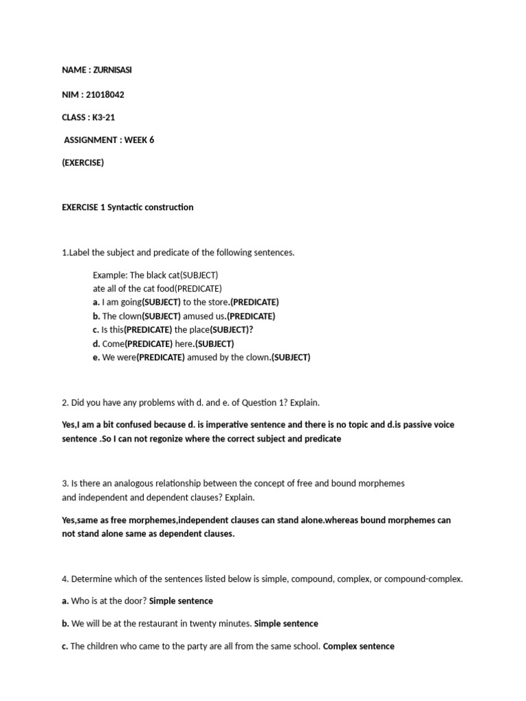 Assignment Week 6 Exercise PDF | PDF | Clause | Syntax