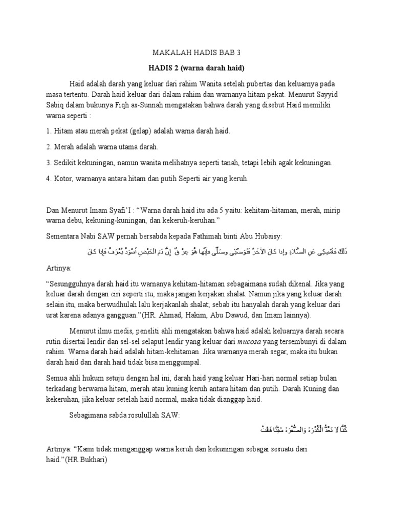 Warna Darah Haid dan Hukum Mandi | PDF