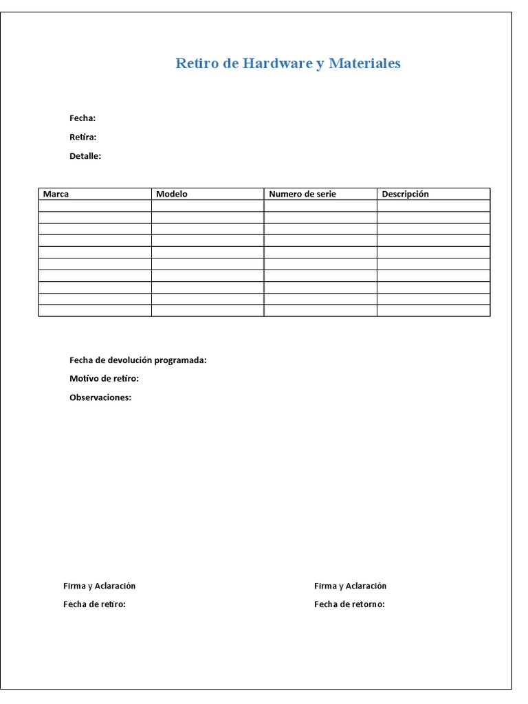 Retiro Materiales | PDF