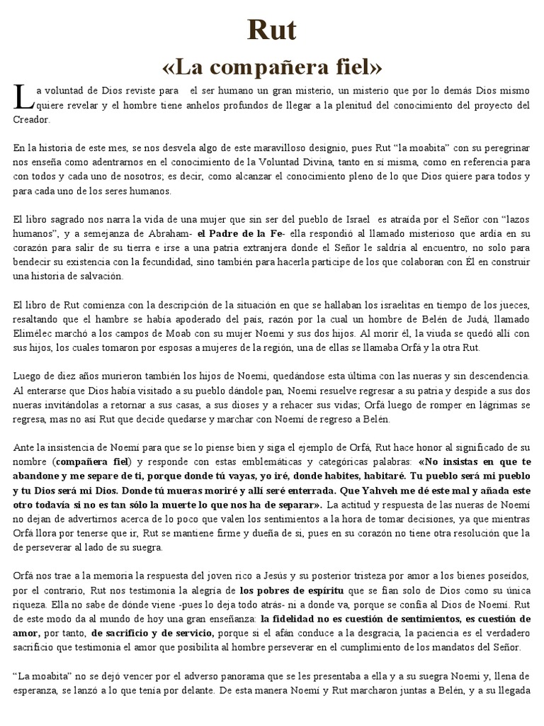 Rut: Fe y Perseverancia Divina | PDF | Noemí (figura bíblica) | Libro de rut