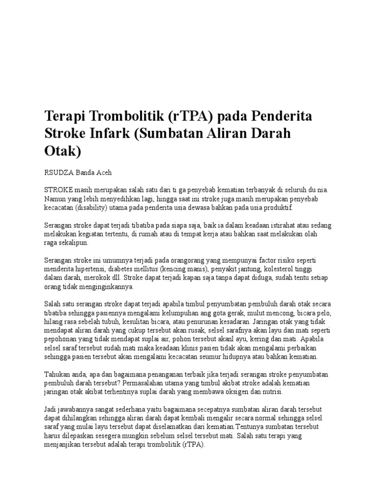 Terapi rTPA untuk Stroke Infark Akut | PDF | Pengembangan Diri ...