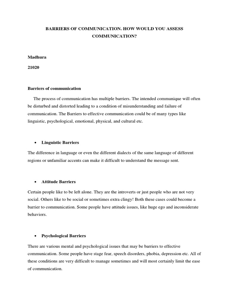 Barriers of Communication | PDF | Communication | Body Language