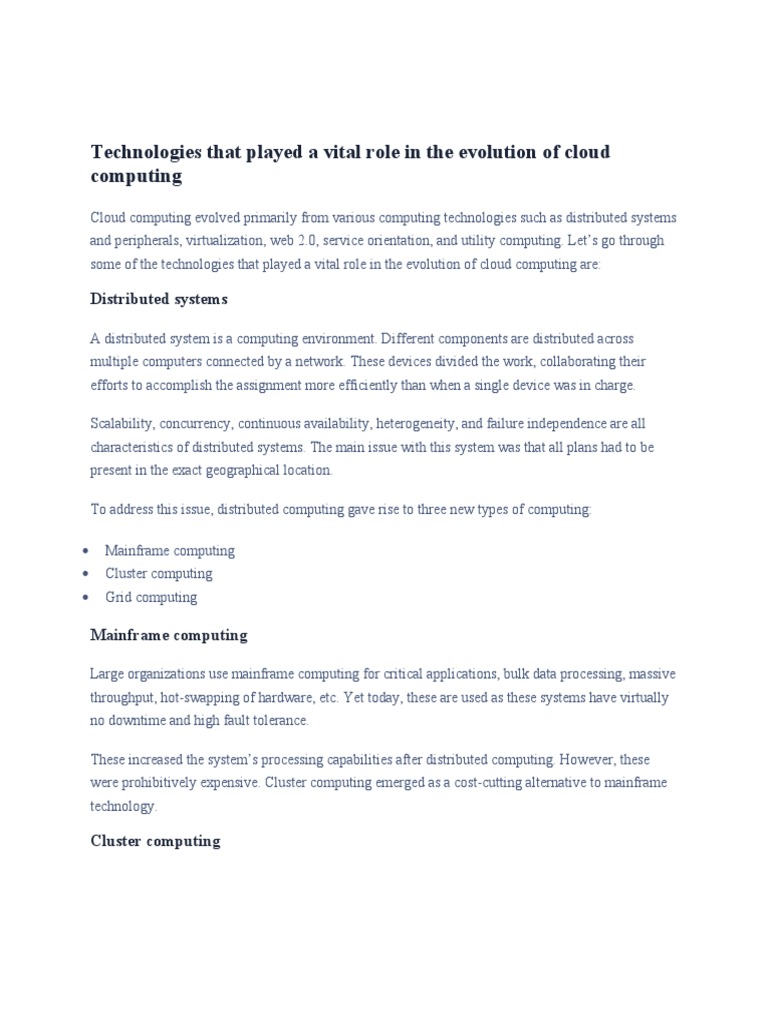 Evolution of Cloud Computing | PDF | Cloud Computing | Computer Cluster