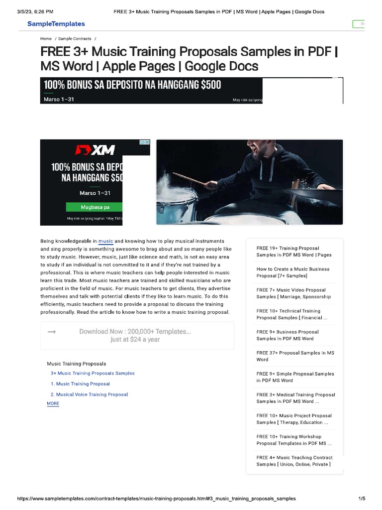 FREE 3+ Music Training Proposals Sample.. | PDF