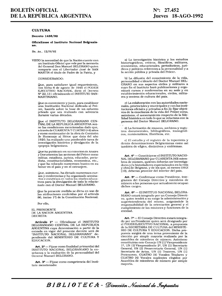 Decreto #1435-1992 | PDF