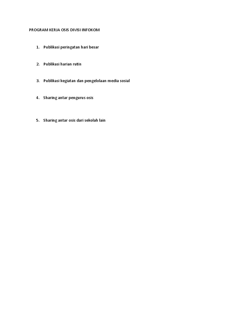 Program Kerja Osis Divisi Infokom | PDF