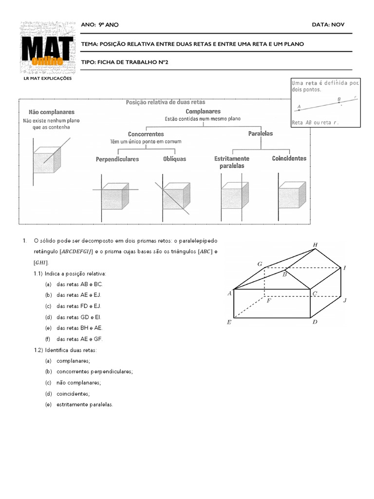 Ficha 2 | PDF | Linha (Geometria) | Perpendicular