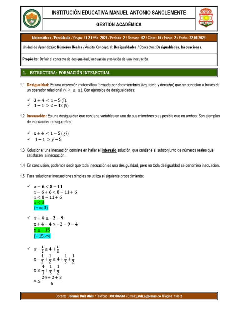 Desigualdades e Inecuaciones 11.2 | PDF | Desigualdad (Matemáticas) | Matemáticas