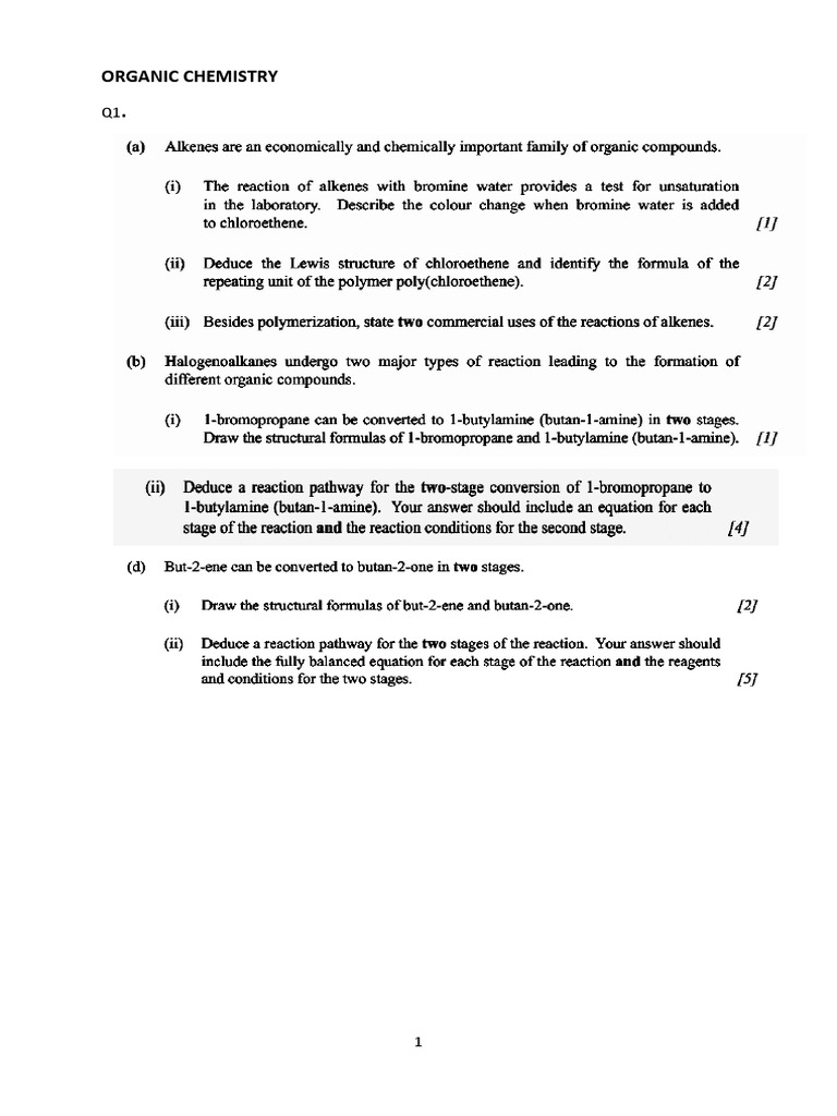 IB Chem HL P2 Organic Questions | PDF