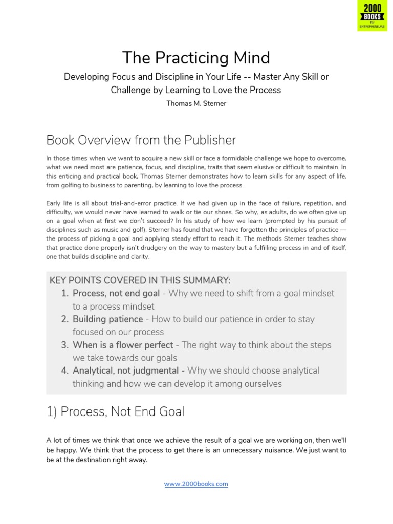 Practicing Mind PDF | PDF | Thought | Goal