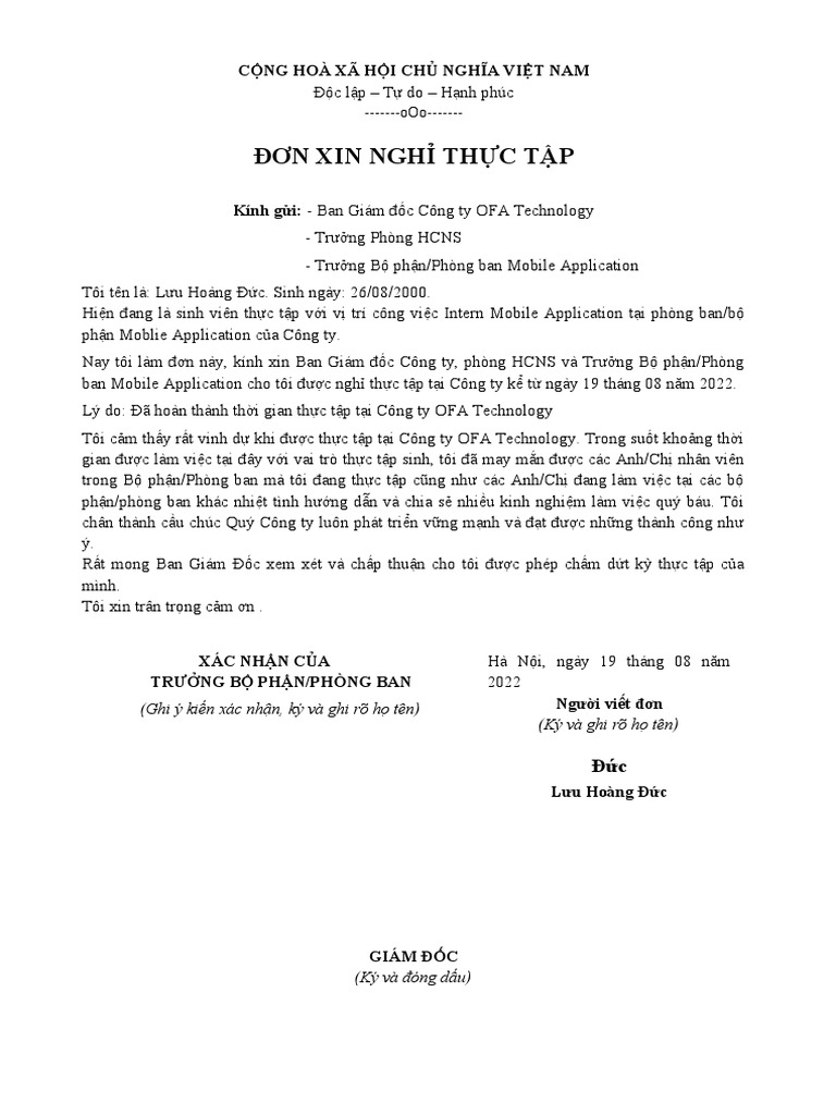 Don Xin Nghi Thuc Tap | PDF