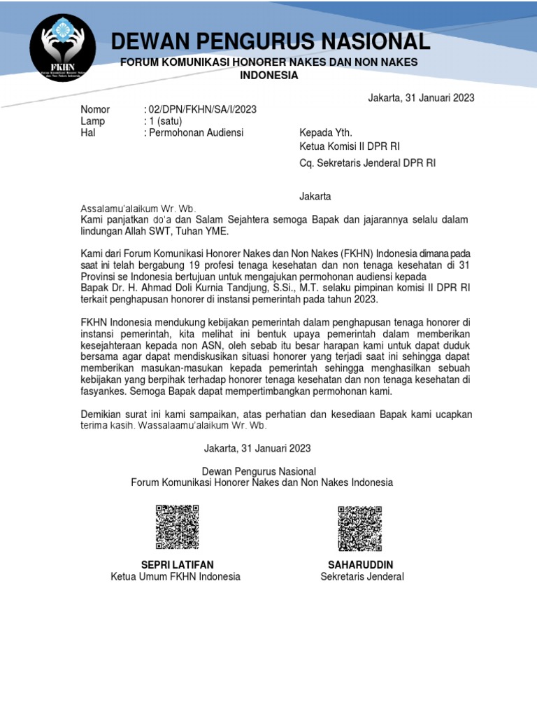 Surat Audiensi KOMISI II DPR-1 | PDF