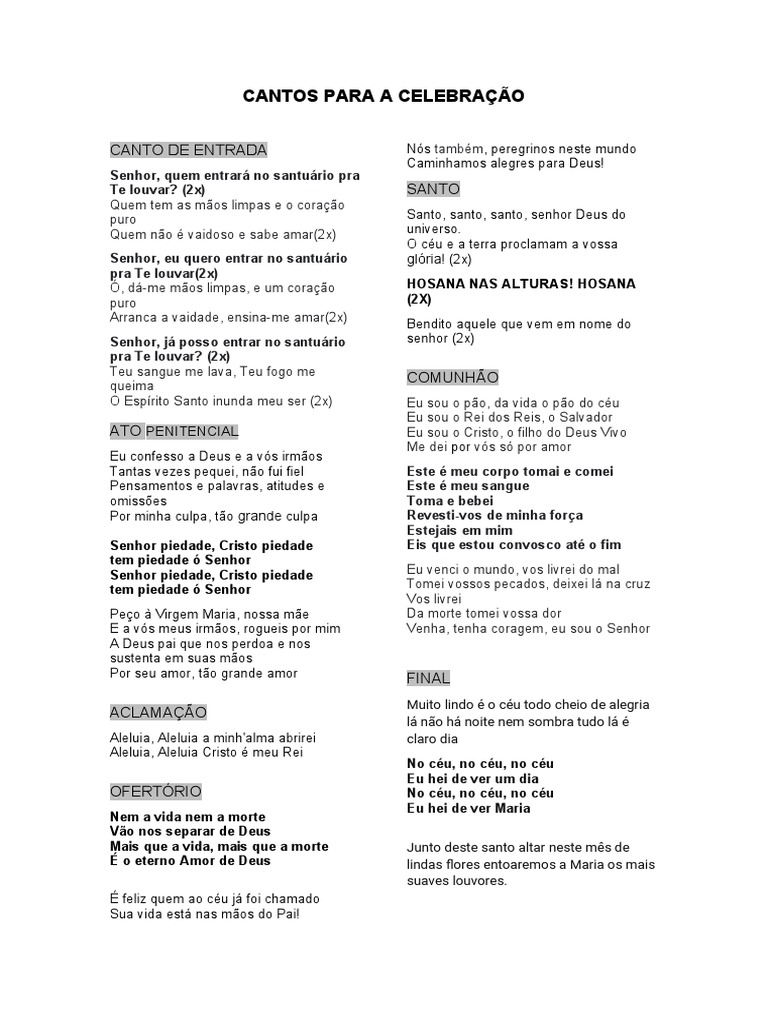 Cantos Para A Celebração Download Grátis Pdf Deus Amor