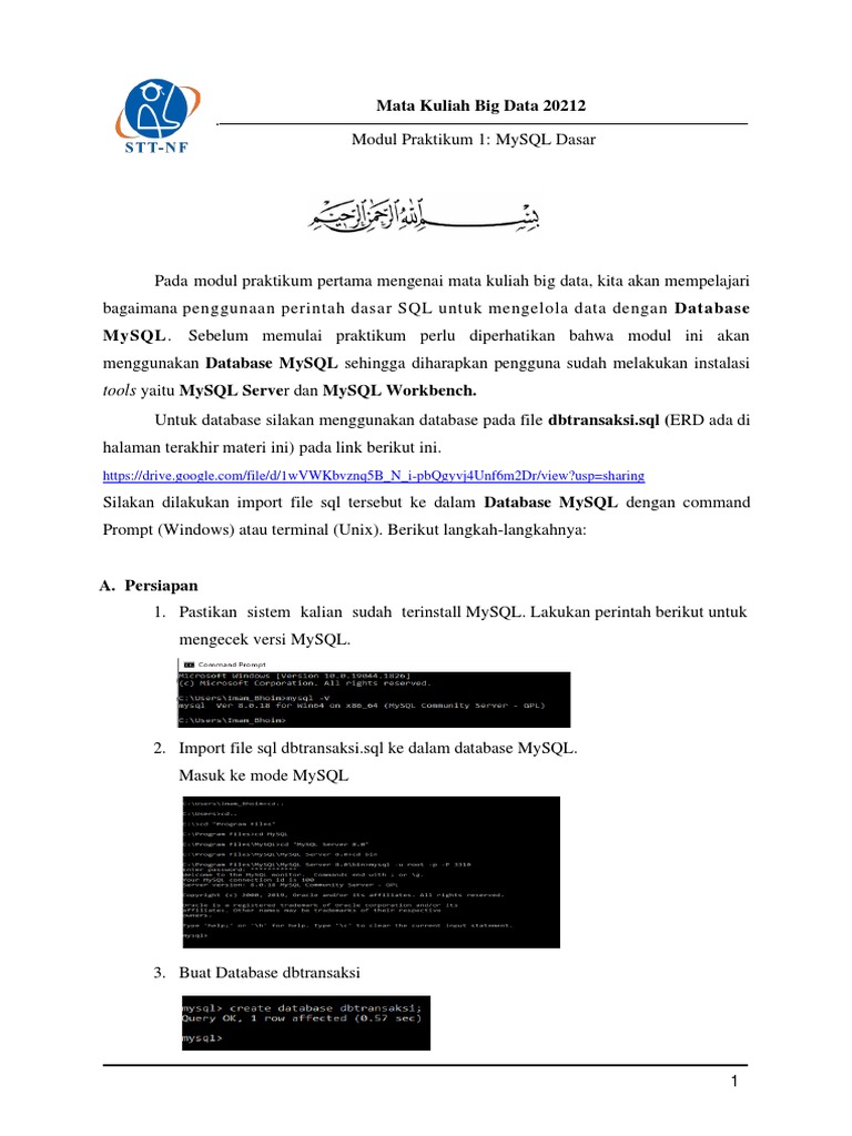 Modul Praktikum Big Data - MySQL Dasar | PDF