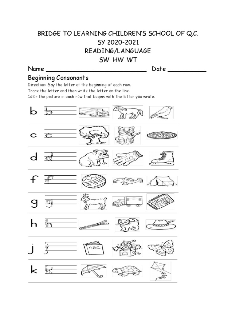 Beginning Consonants | PDF