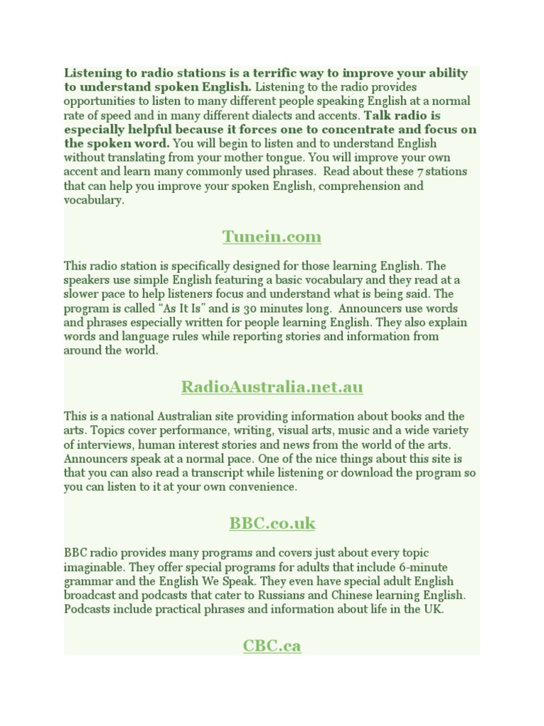 Helpful Listening Links | PDF | English Language | Accent ...