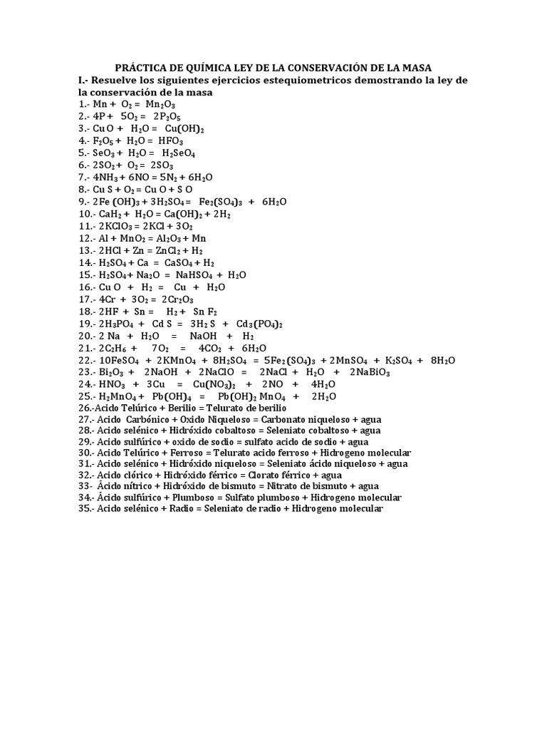 Conservación de La Masa | PDF