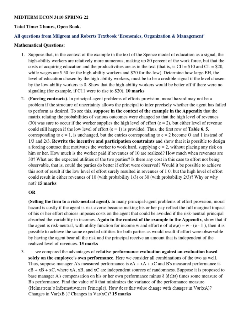 Midterm ECON 3110 SPRING 22 | PDF | Economies | Economics