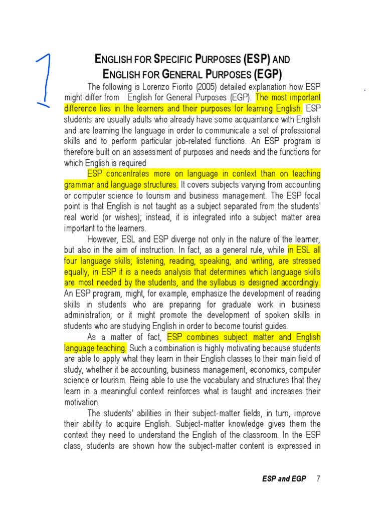 Draft Outline ESP and EGP PDF | Download Free PDF | Learning | English As A Second Or Foreign ...