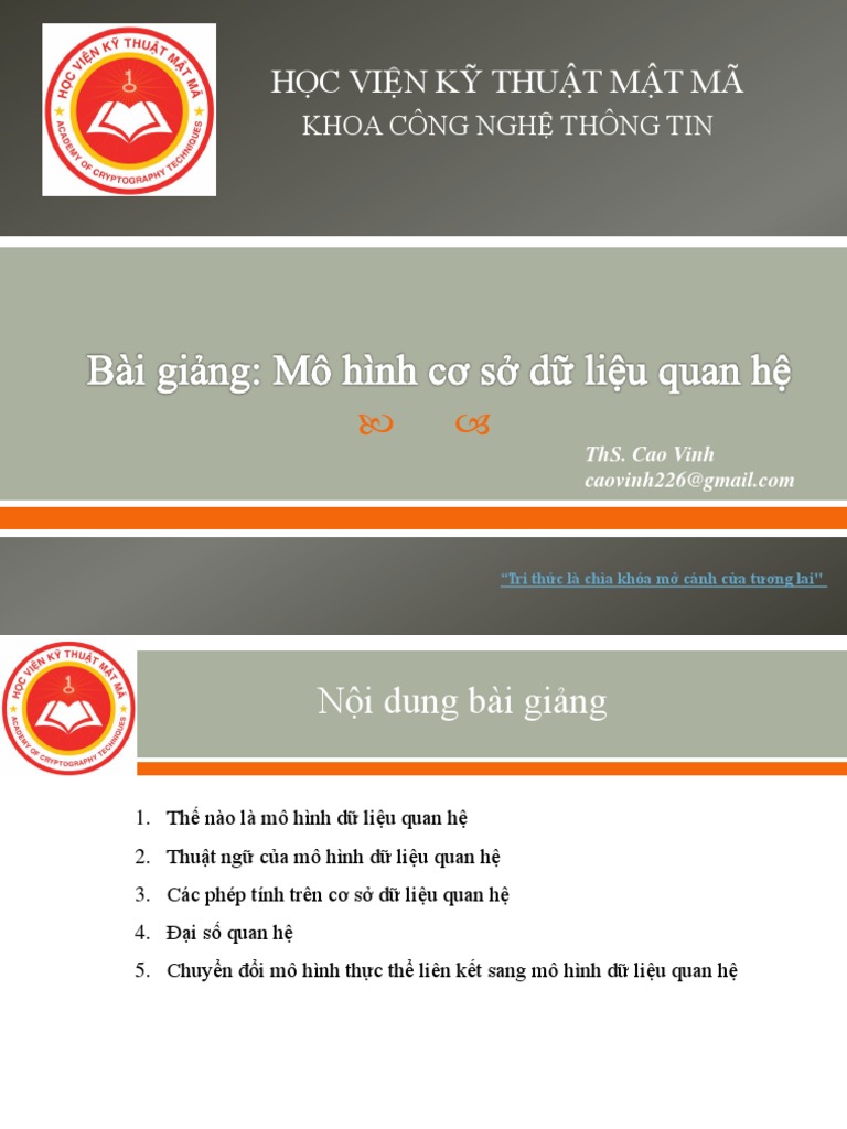 3- Mô hình dữ liệu quan hệ PDF | PDF