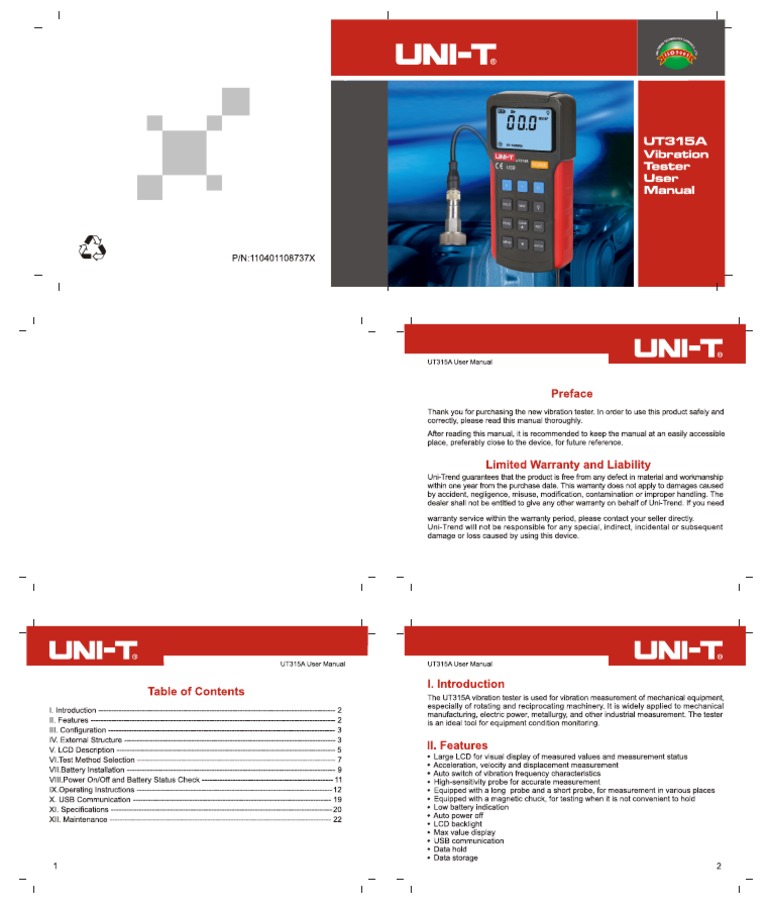Ut315a English Manual | PDF