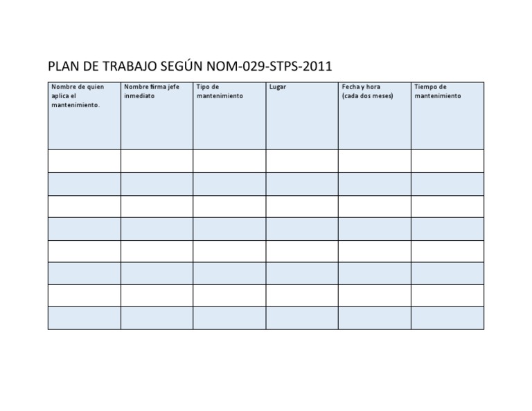 Plan de Trabajo Según Nom 029 | PDF