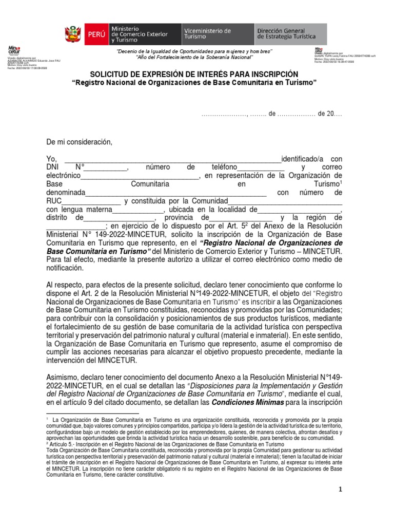 ANEXO_01_Formulario_Solicitud_Expresion_Interes | PDF | Turismo ...