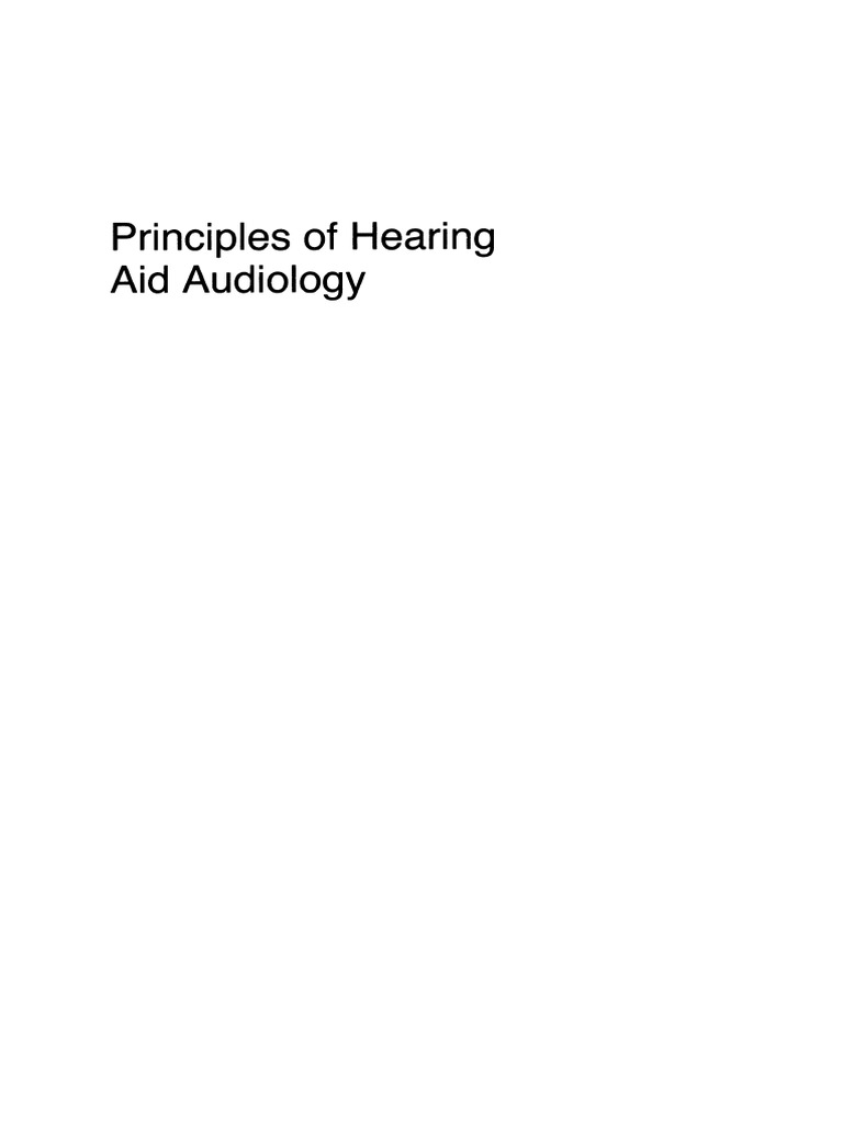 Principles of Hearing Aid Audiology | PDF | Hearing | Audiology