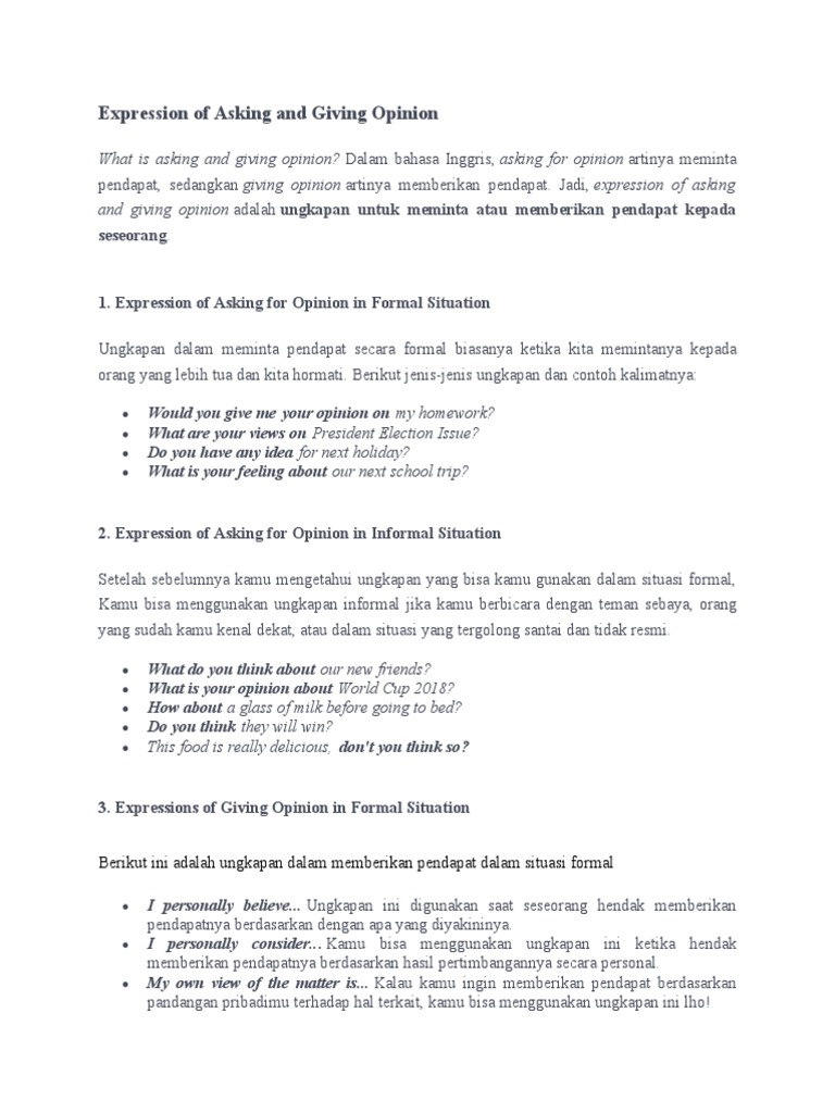 Expression of Asking and Giving Opinion | PDF