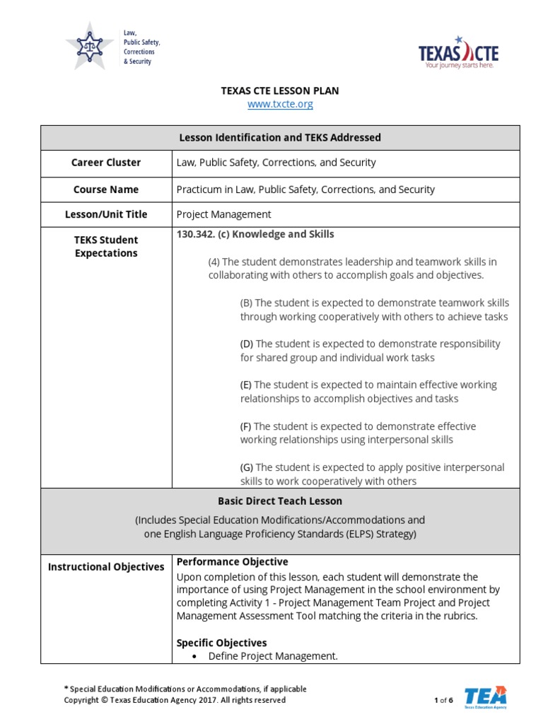 Lesson Plan Project Management - 0 | PDF | Project Management ...