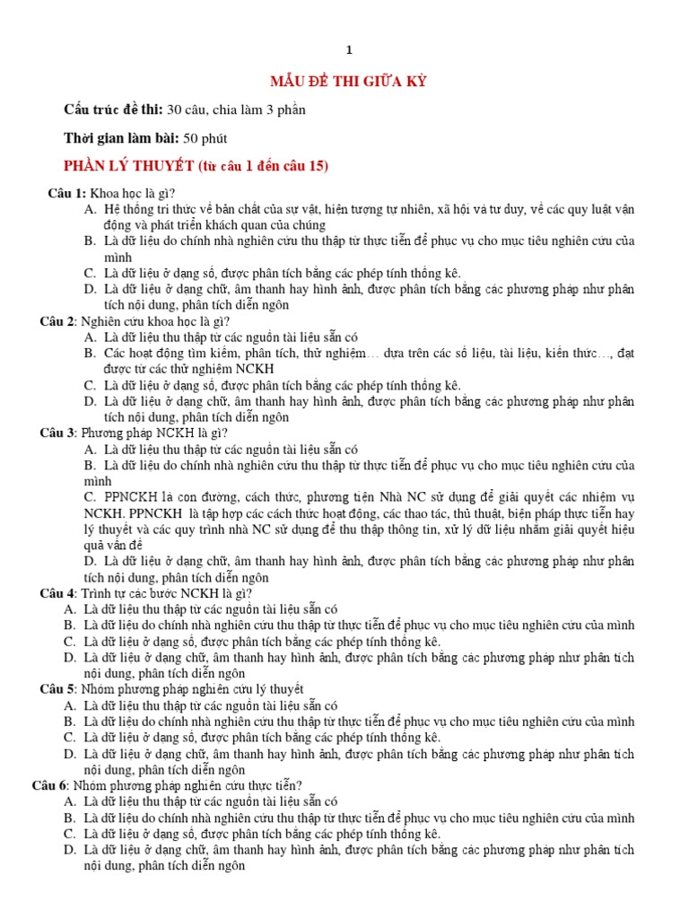 Mau de Thi GK PPL-NCKH | PDF