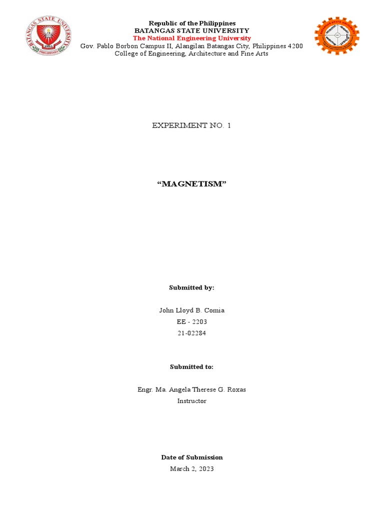 Lab Report in Electrical Machines | PDF | Magnet | Magnetism