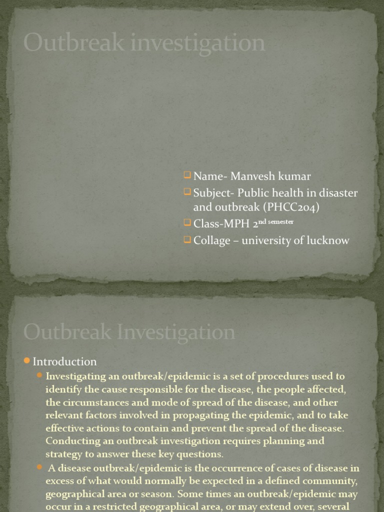 Outbreak Investigation Procedures Guide Pdf Epidemics Preventive