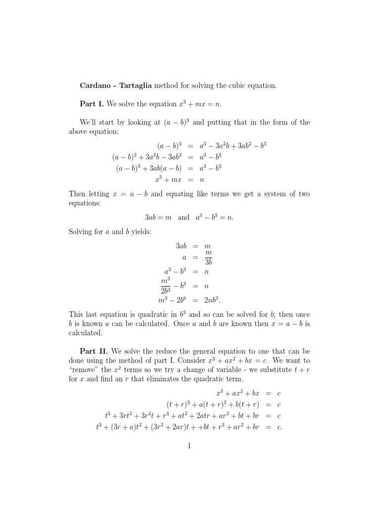 Solving Cubic and Quartic Equations | PDF | Mathematics | Applied ...
