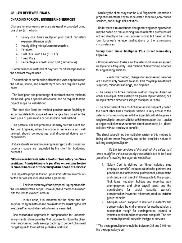 Ce Law Reviewer Finals | PDF | Salary | Cost