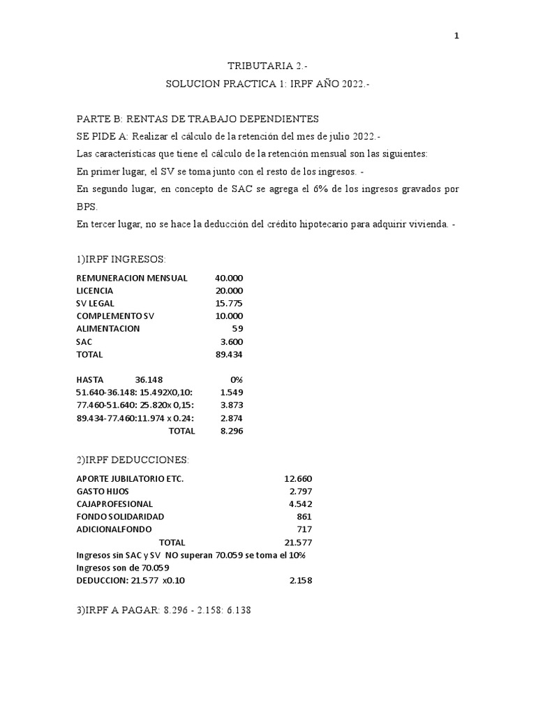 Practica 1 - IRPF (Solucion) | PDF | Business | Hipotecas