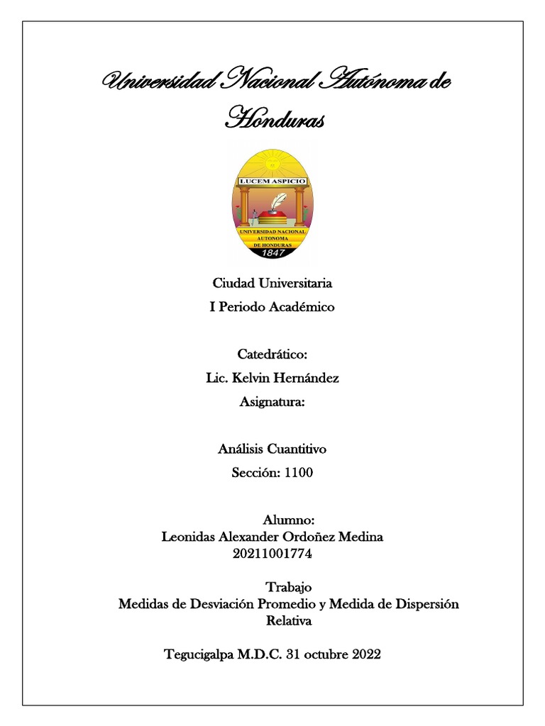 Alexander Ordoñez U2T2a7 | PDF | Dispersión estadística | Desviación ...