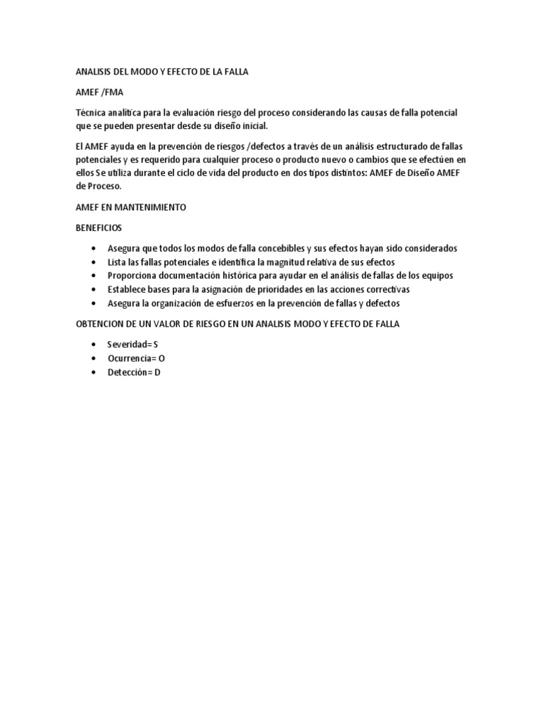 Analisis Del Modo y Efecto de La Falla | PDF