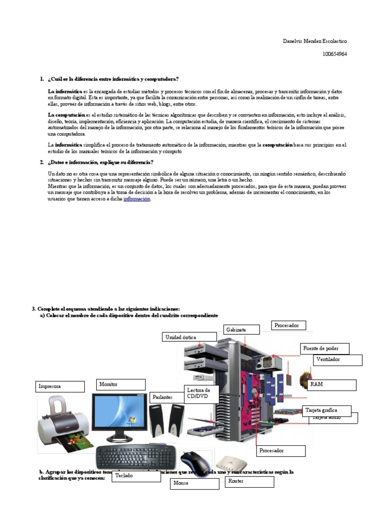 Tarea 1. Informatica | PDF | Informática | Hardware de la computadora