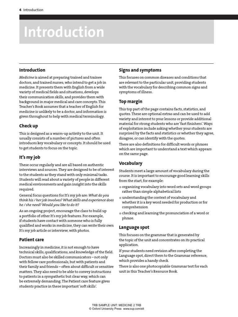 Medicine - 2 - Teacher's Book Unit 1 | PDF | Science & Mathematics