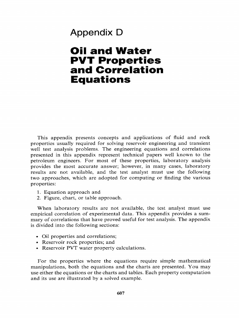 PVT Properties and Correlation Equations: Appendix D Oil and Water | PDF | Viscosity | Petroleum ...