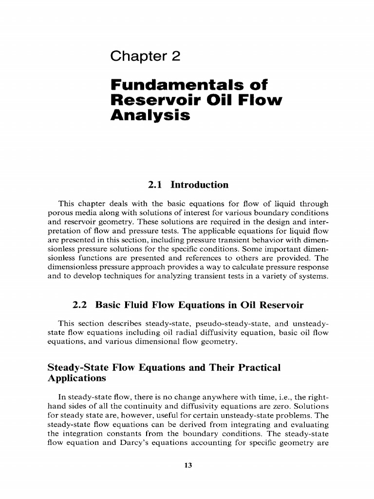 Fundamentals of Reservoir Oil Flow Analysis | PDF | Fluid Dynamics | Petroleum Reservoir