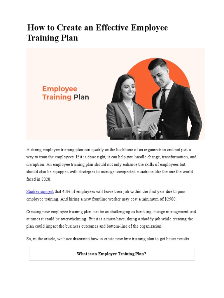 How To Create An Effective Employee Training Plan | PDF | Goal | Employment