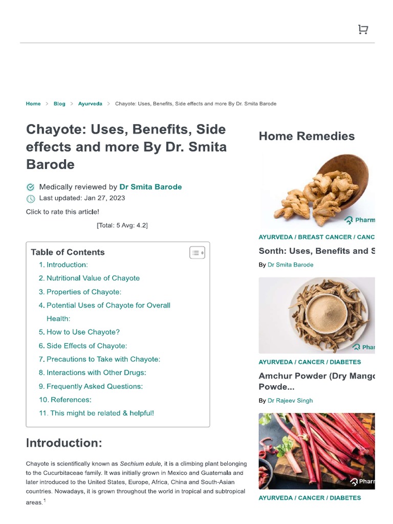 Chayote Uses, Benefits, Side Effects and More | PDF