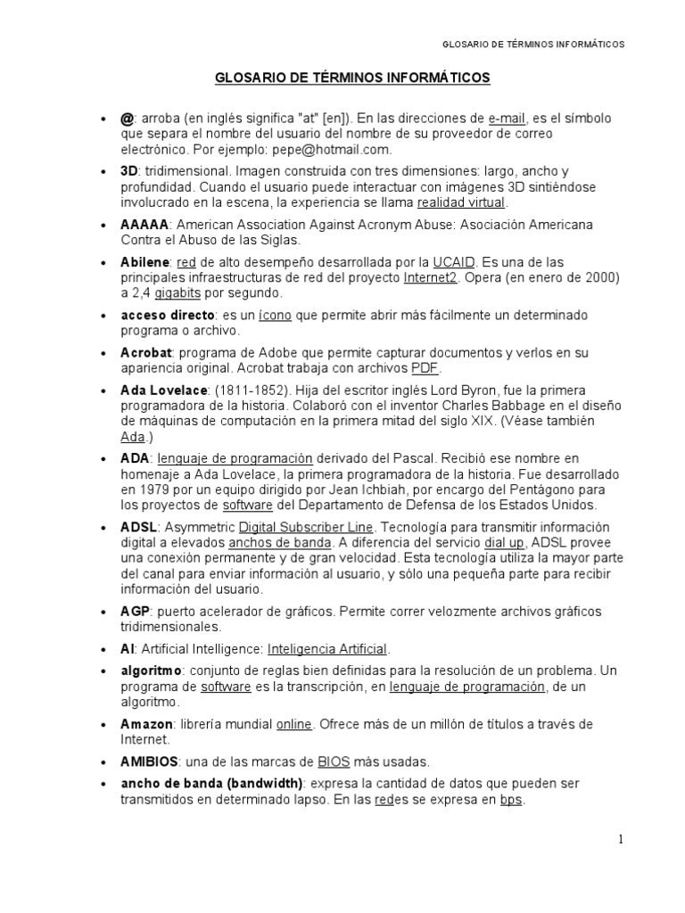 Glosario de Terminos Informaticos | PDF | Internet | Red mundial