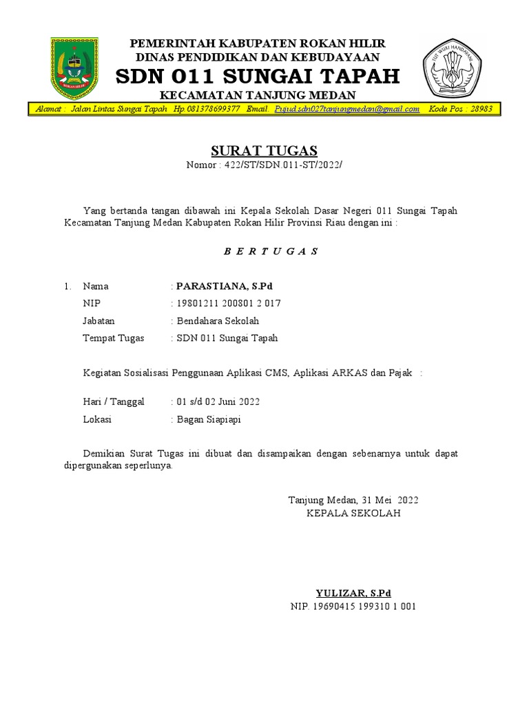 Surat Tugas SDN 011 | PDF