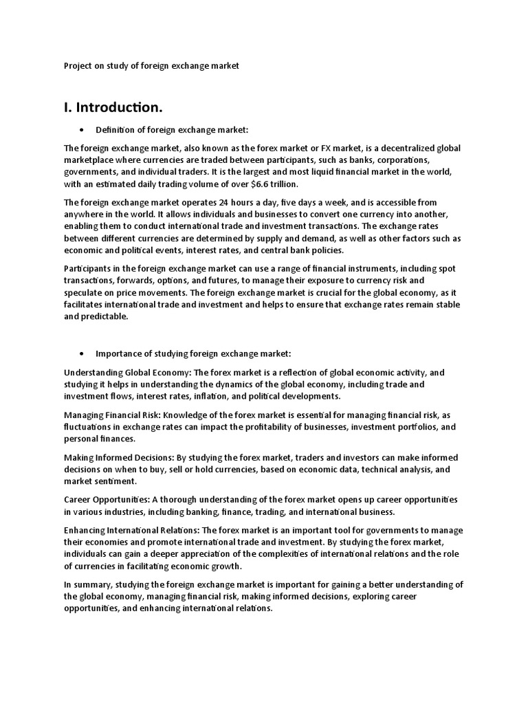 Project Foregin Exchange Market | PDF | Foreign Exchange Market ...